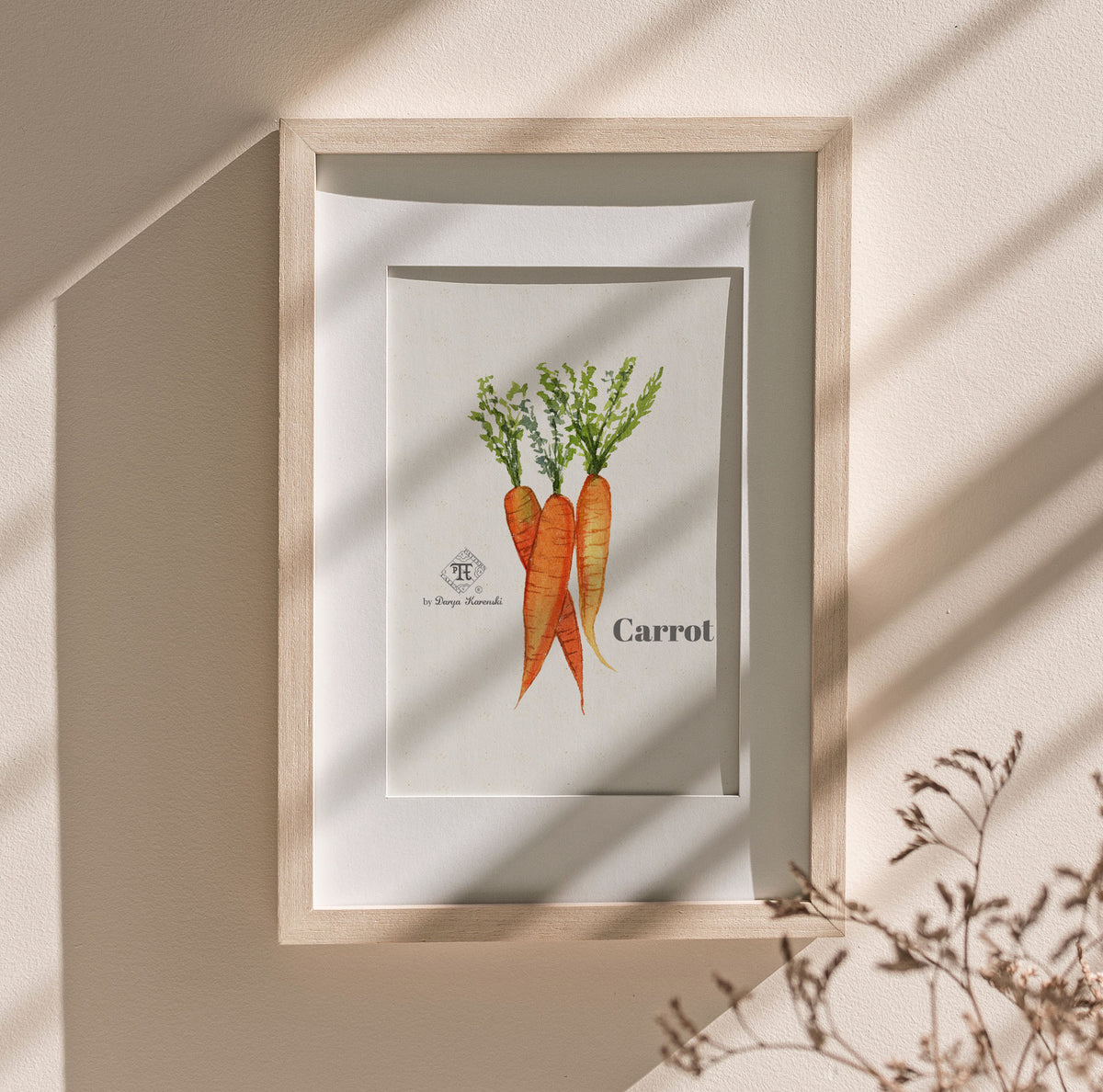 Farmhouse wall art | Watercolor carrot art print – patterntalent